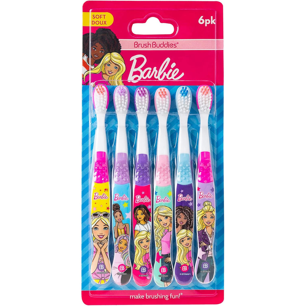 Brush Buddies 6 Pack Barbie Toothbrushes for Kids, Children's Toothbru ...
