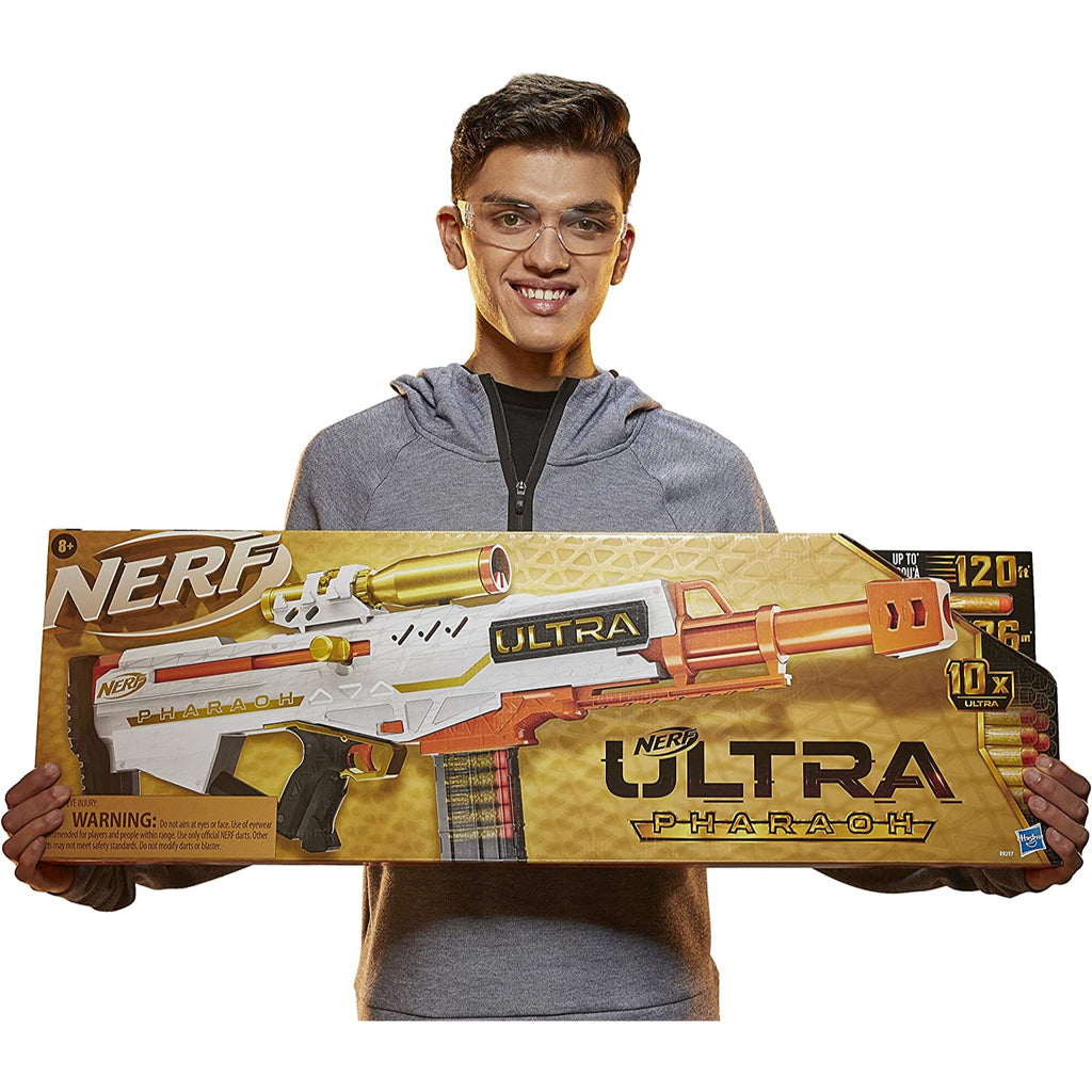 NERF Ultra Pharaoh Blaster with Premium Gold Accents, 10-Dart Clip, 10 ...