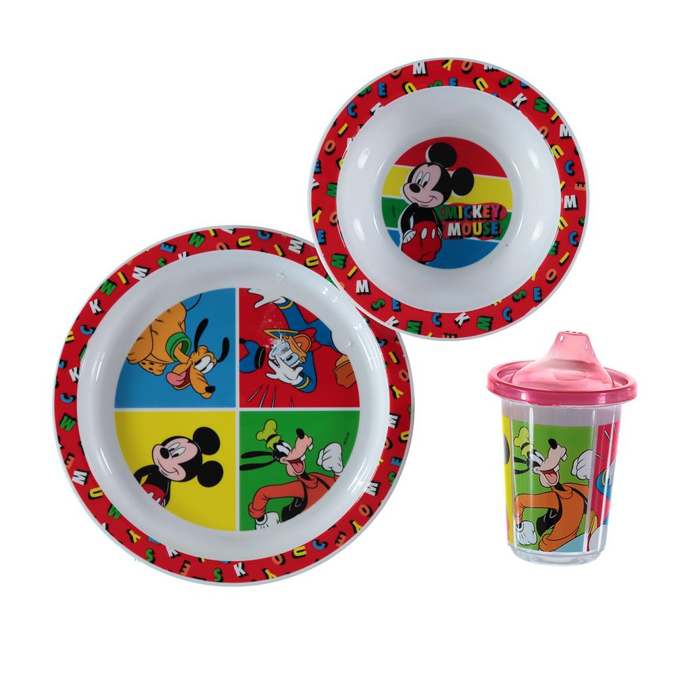 Disney Baby Mickey Mouse 3-Piece Dinner Set: Plate, Bowl and Cup – S&D Kids