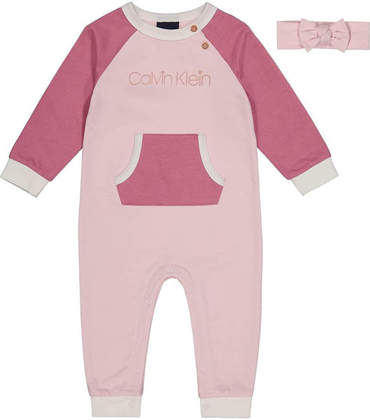 Calvin Klein Girls 12-24 Months Raglan Coverall with Headband – S&D Kids